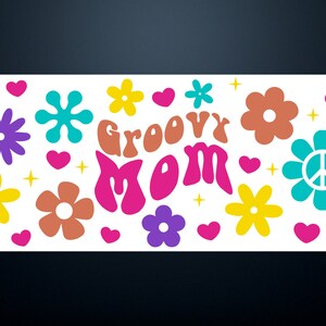 Groovy Mom SVG Libbey Glass Wrap Svg, Boho Mothers Day Hippie Flower ...