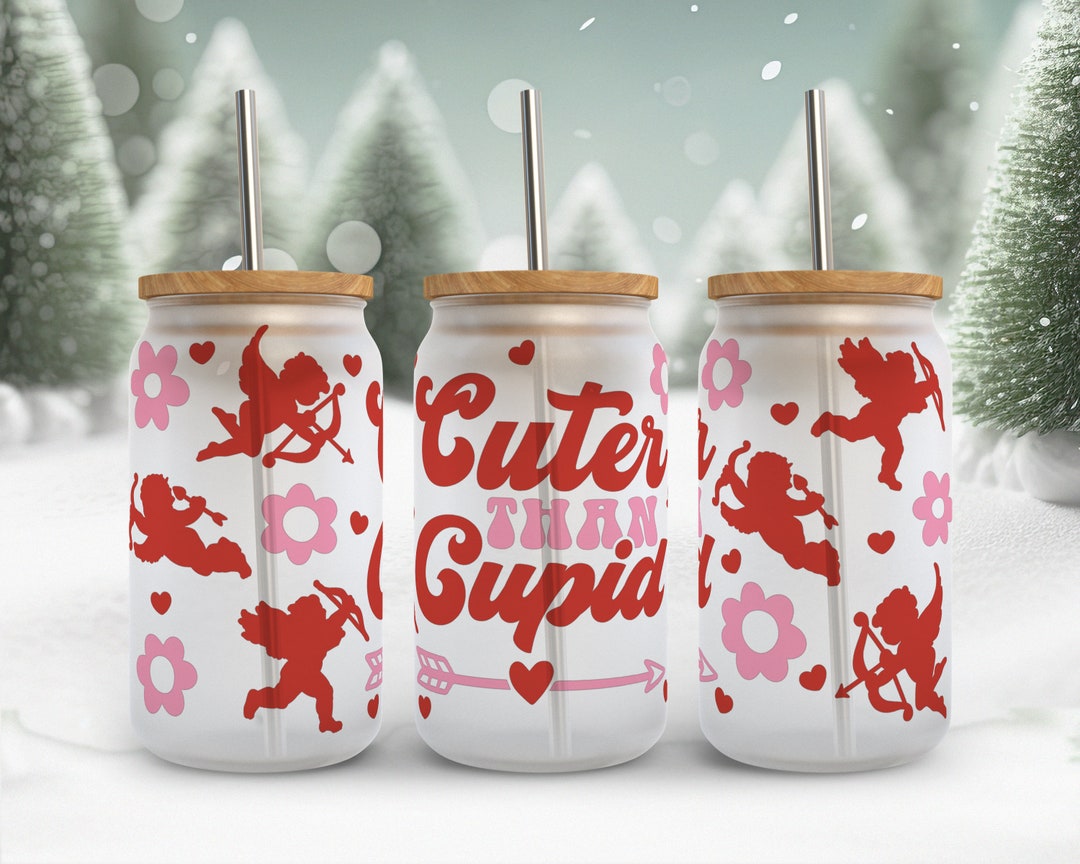 Cupid Svg Valentine Libbey Glass Wrap Svg Png, Boho Floral Retro ...