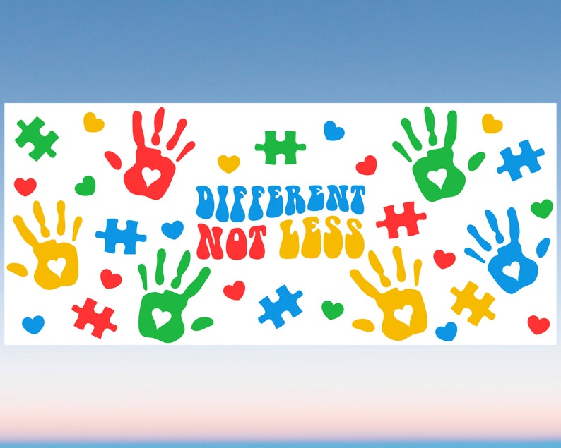 Different Not Less SVG Autism Libbey Glass Wrap Svg Puzzle - Etsy