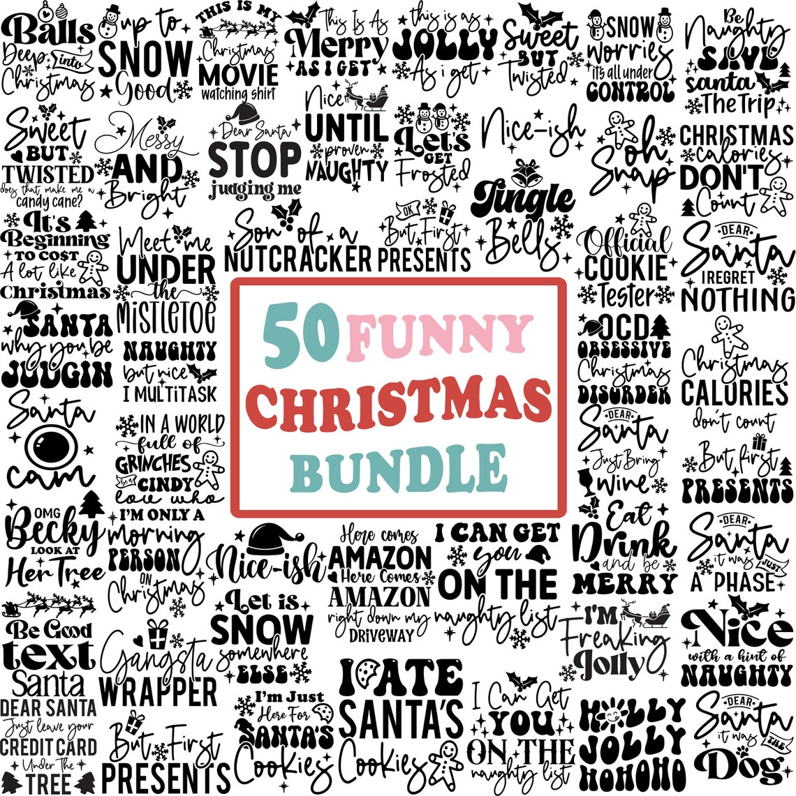 Mega Funny Christmas Svg Bundle, Funny Groovy Merry Christmas Svg for ...