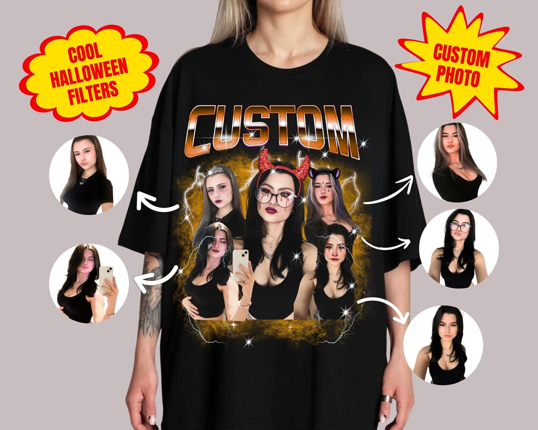 Custom Bootleg Shirt, Personalized Halloween Photo Comfort Colors ...