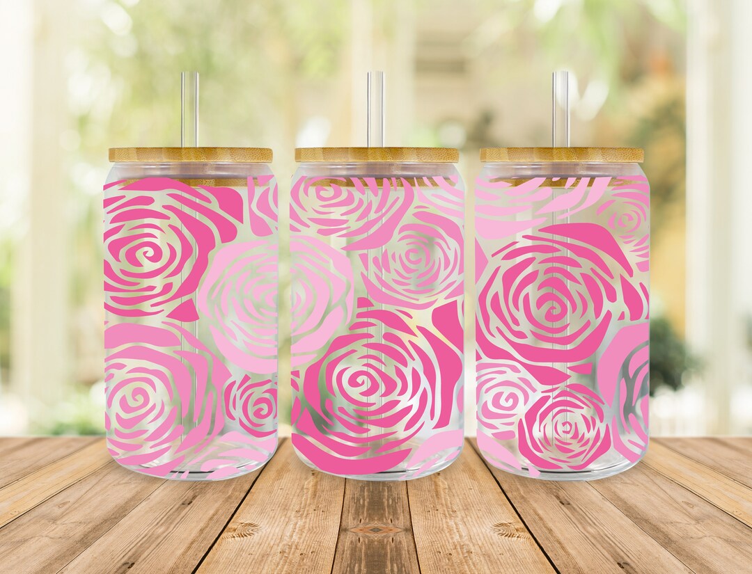 Rose Flower SVG Libbey Glass Wrap Svg, Spring Floral Roses 16oz Libby ...