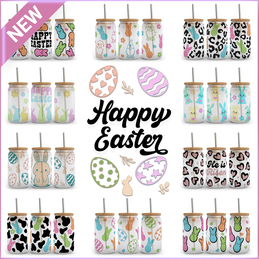 Easter Svg Bundle Libbey Glass Wrap Svg Bundle, Spring Funny Egg Bunny Rabbit 16 Oz Libby Beer ...