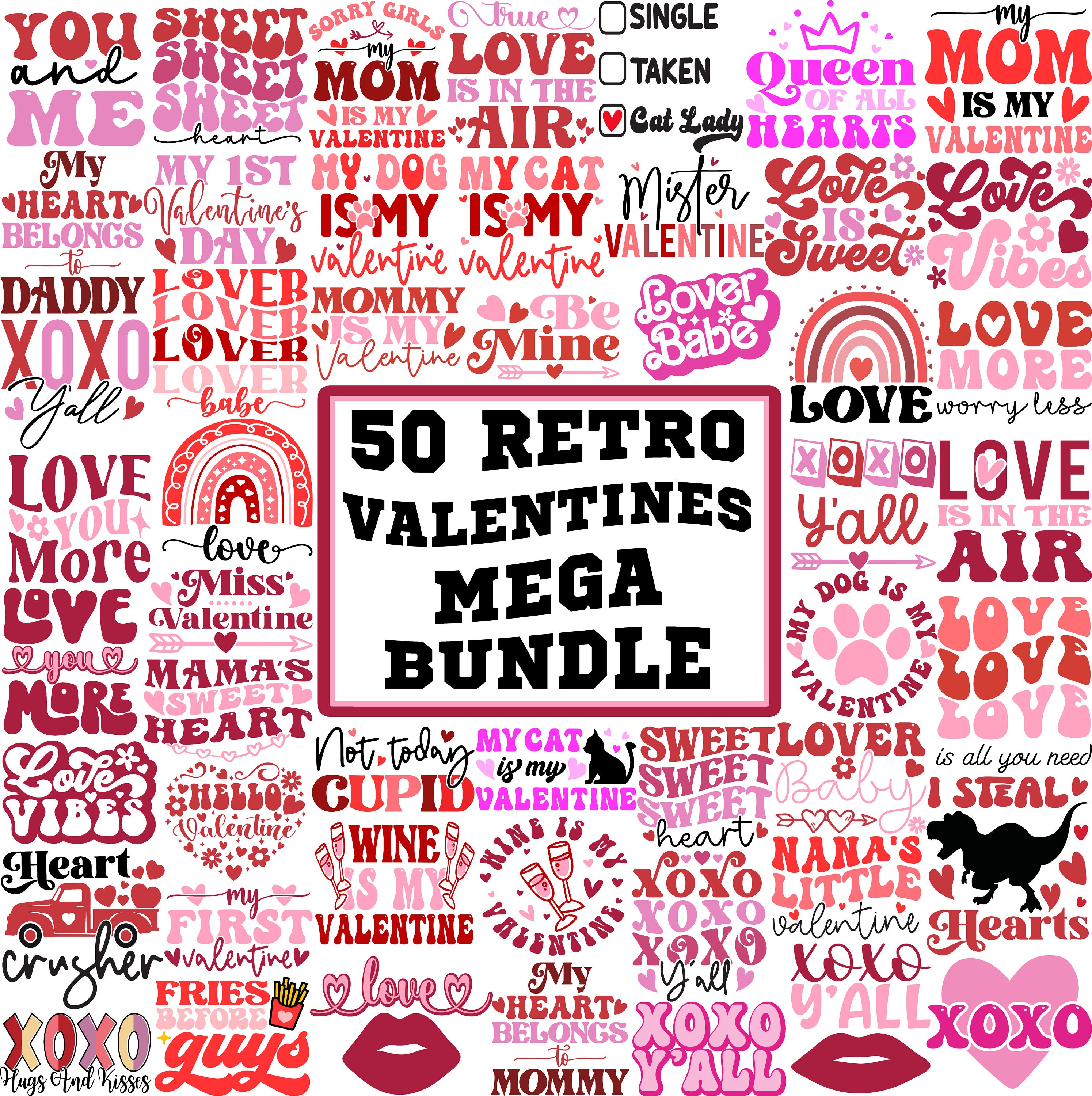 Valentines Day Mega Bundle Svg, Funny Mom Kids Valentine Svg for Shirts ...