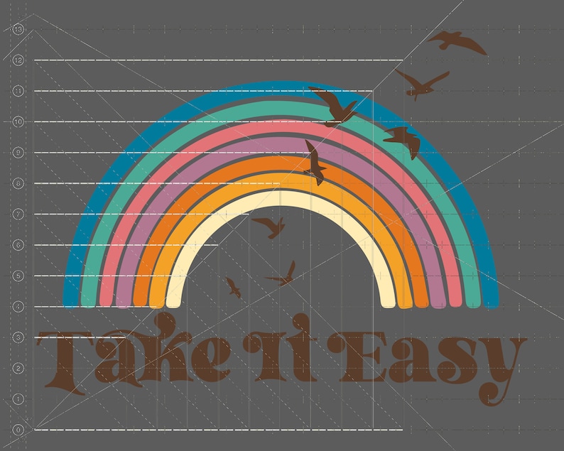 Take It Easy Svg Files for Cricut Boho Rainbow Retro 70s - Etsy