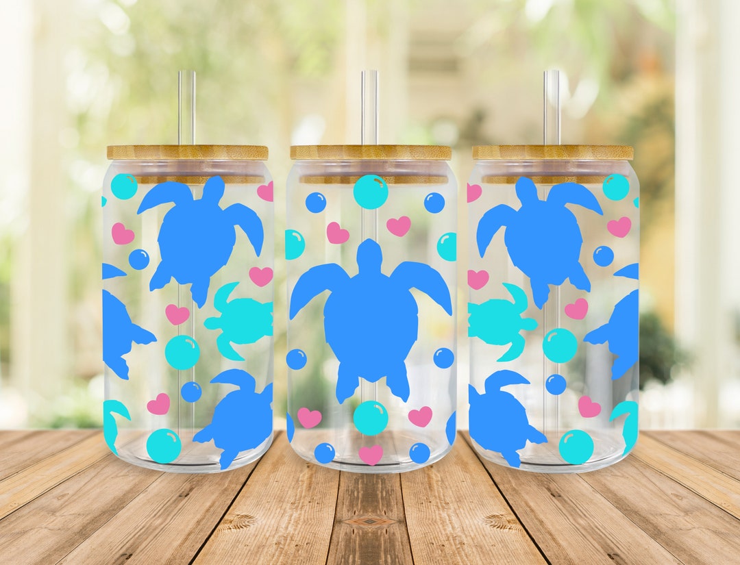 Tortue de mer Libbey Glass Wrap Svg, Summer Beach Ocean Turtle 16 oz ...