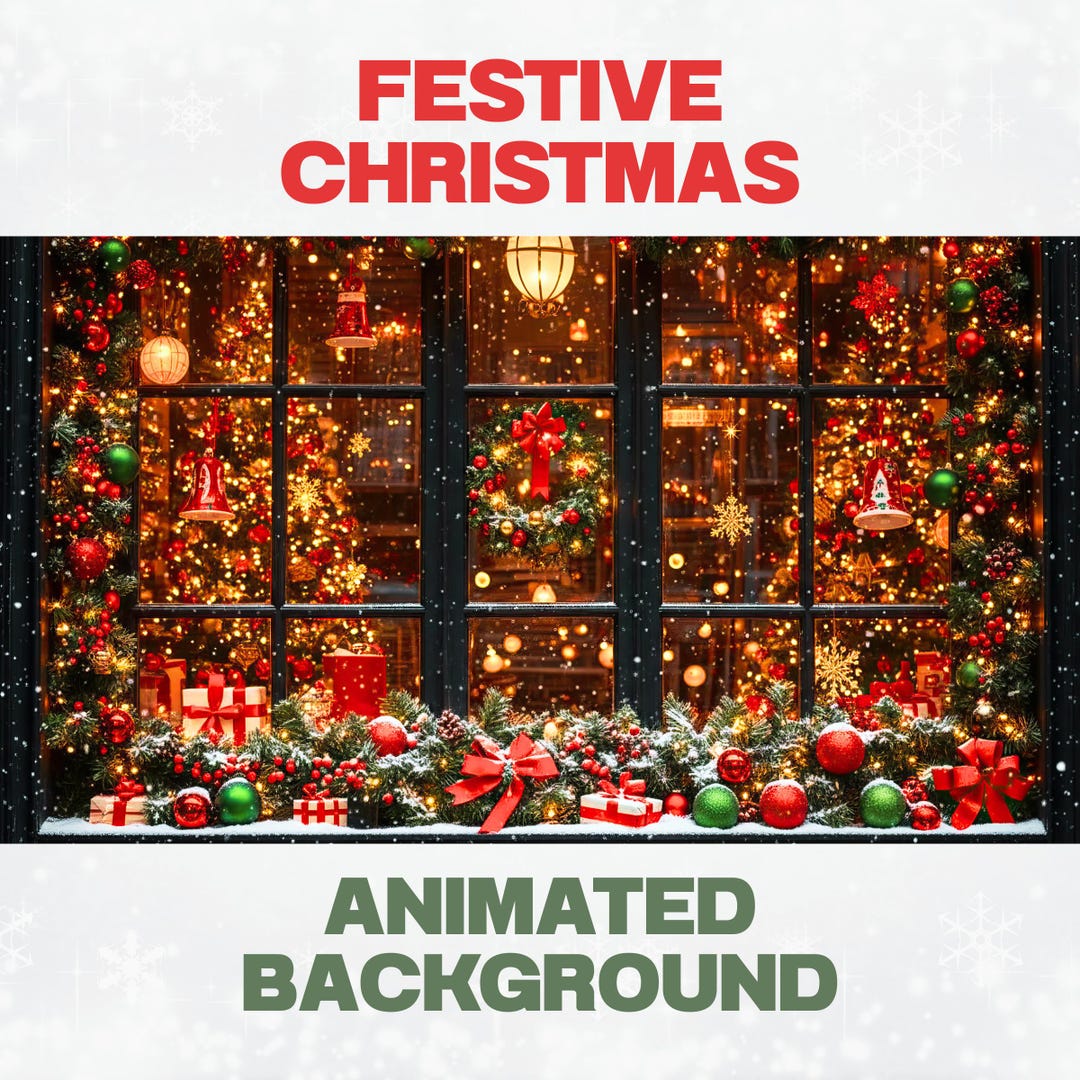 Christmas Vtuber Background, Animated Snow Christmas Tree Zoom Live ...