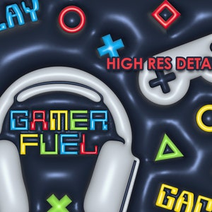 Gamer Fuel Tumbler Wrap: 3D Video Game Controller Design (PNG Download ...