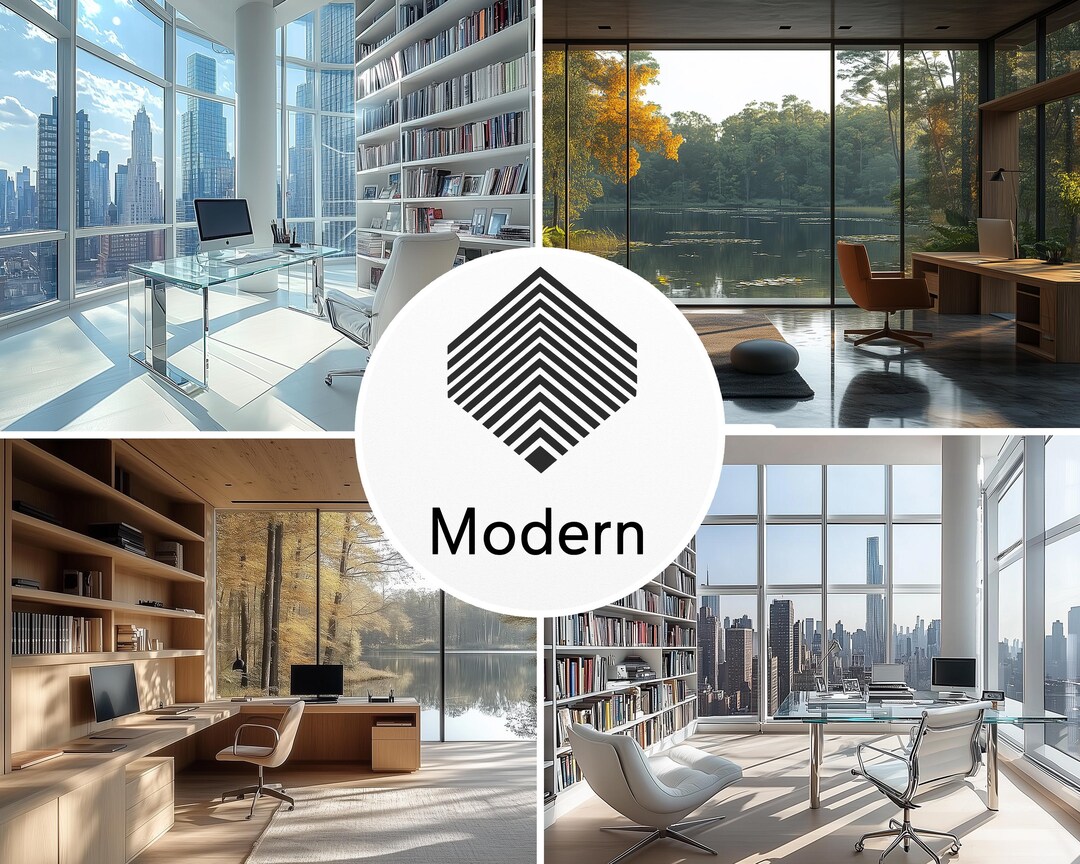 Modern Home Office Zoom Background Bundle 20 Virtual HD Desktop ...