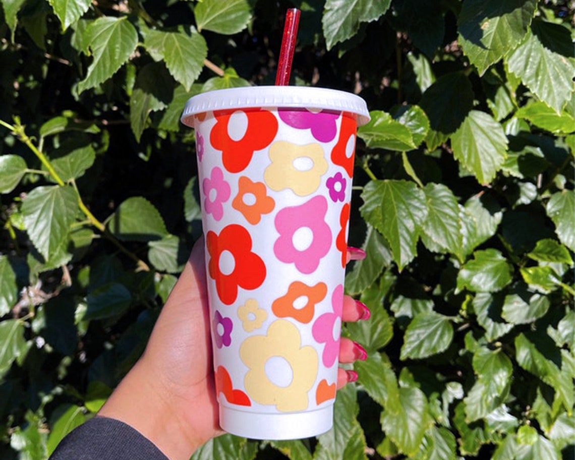 70s Groovy Flower SVG Starbucks Cup Svg 24oz Venti Cold Cup - Etsy