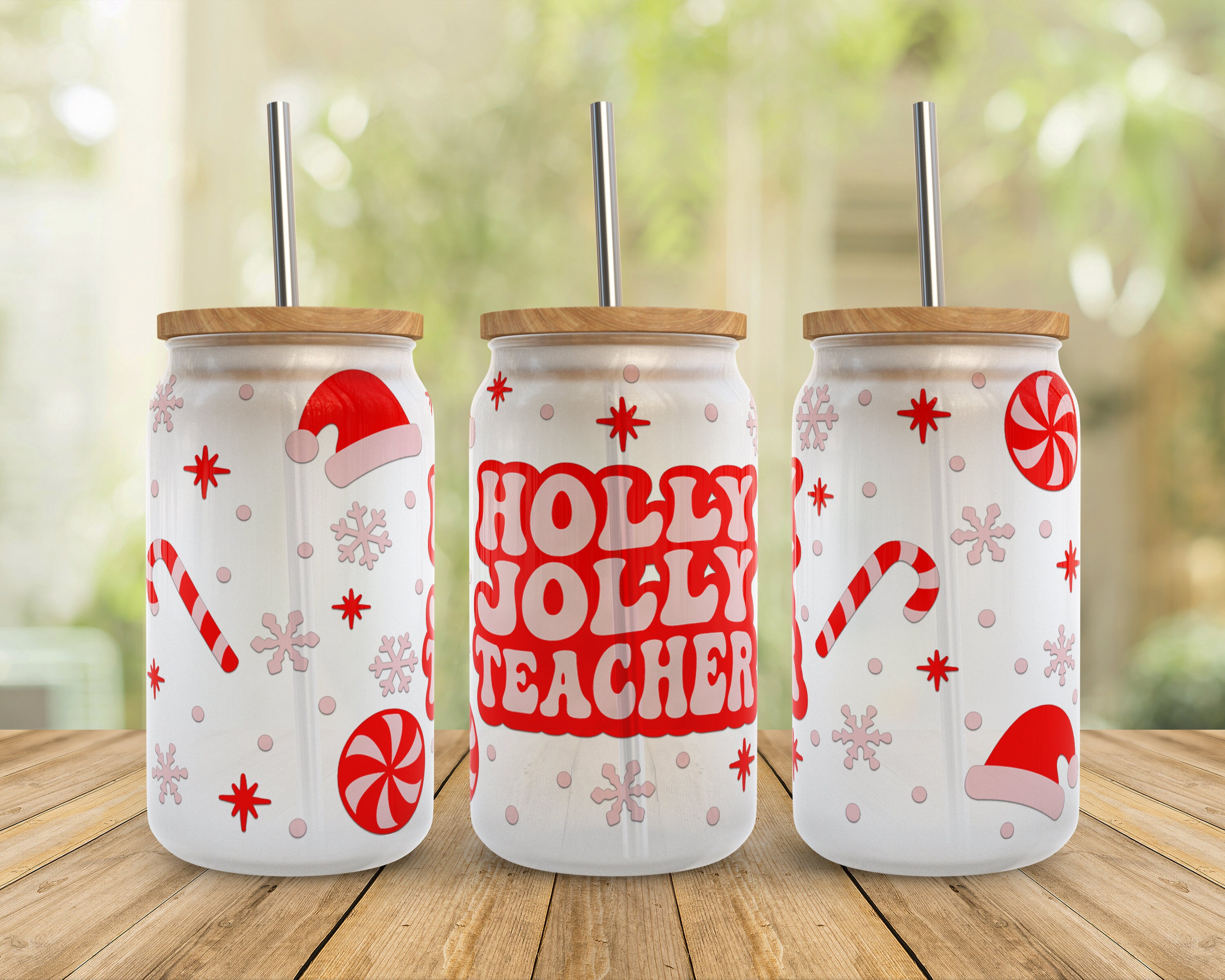 Teacher Christmas Svg Libbey Glass Wrap Svg, Holly Jolly Teacher 16 Oz ...