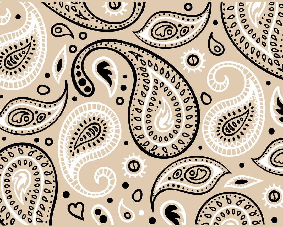 Beige Paisley Bandana Pattern Print Svg Files for Cricut, Boho Cut File ...