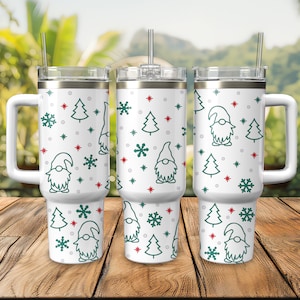 40 Oz Tumbler Wrap Svg Christmas Gnome Svg, Funny Christmas Tree Gnome ...