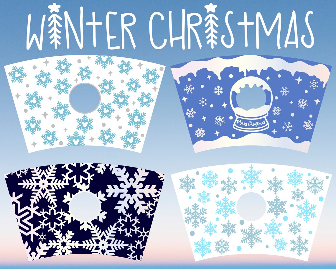 Snowflake Christmas Svg Starbucks Cup Wrap SVG Bundle Winter - Etsy