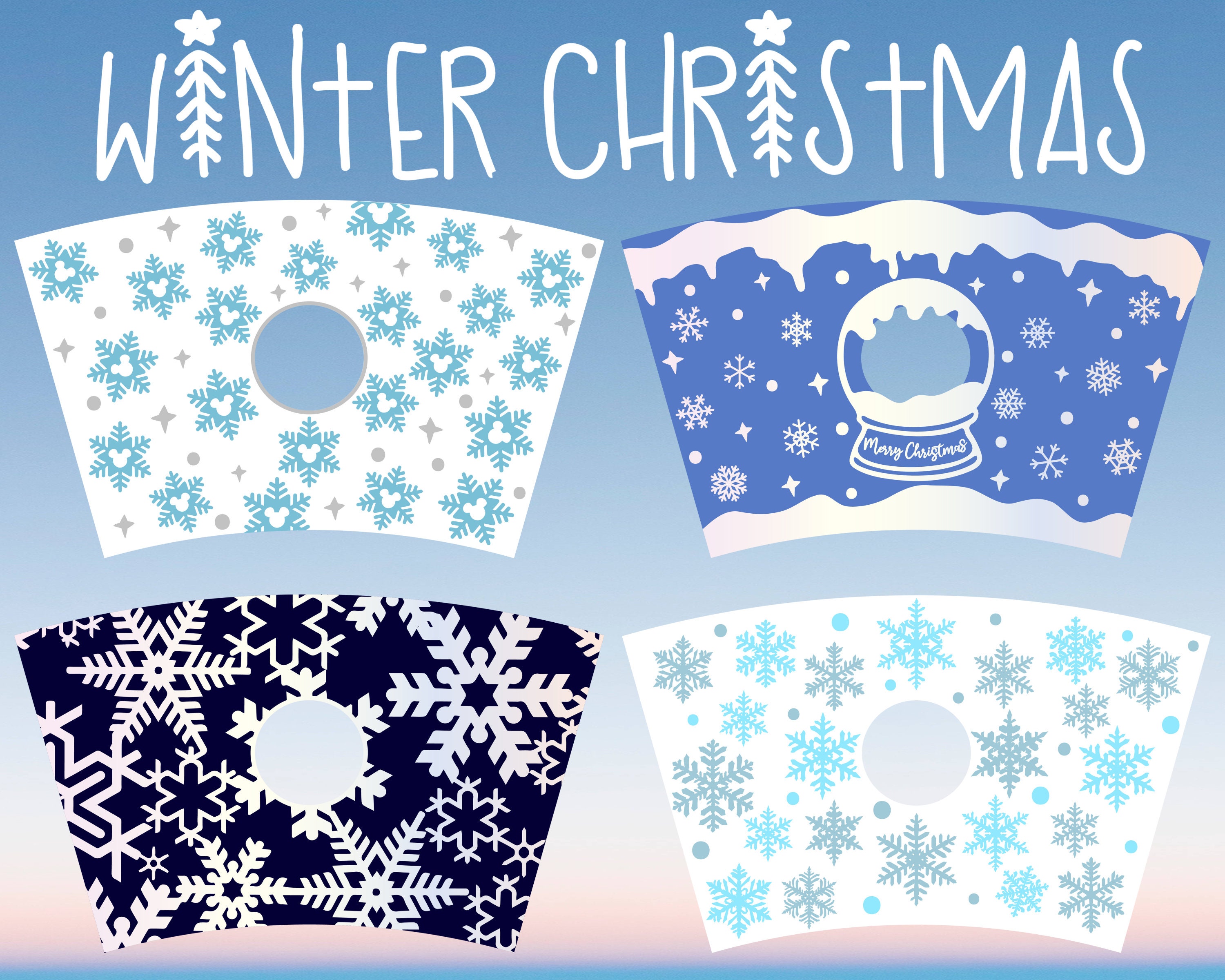 Snowflake Christmas Svg Starbucks Cup Wrap SVG Bundle Winter - Etsy