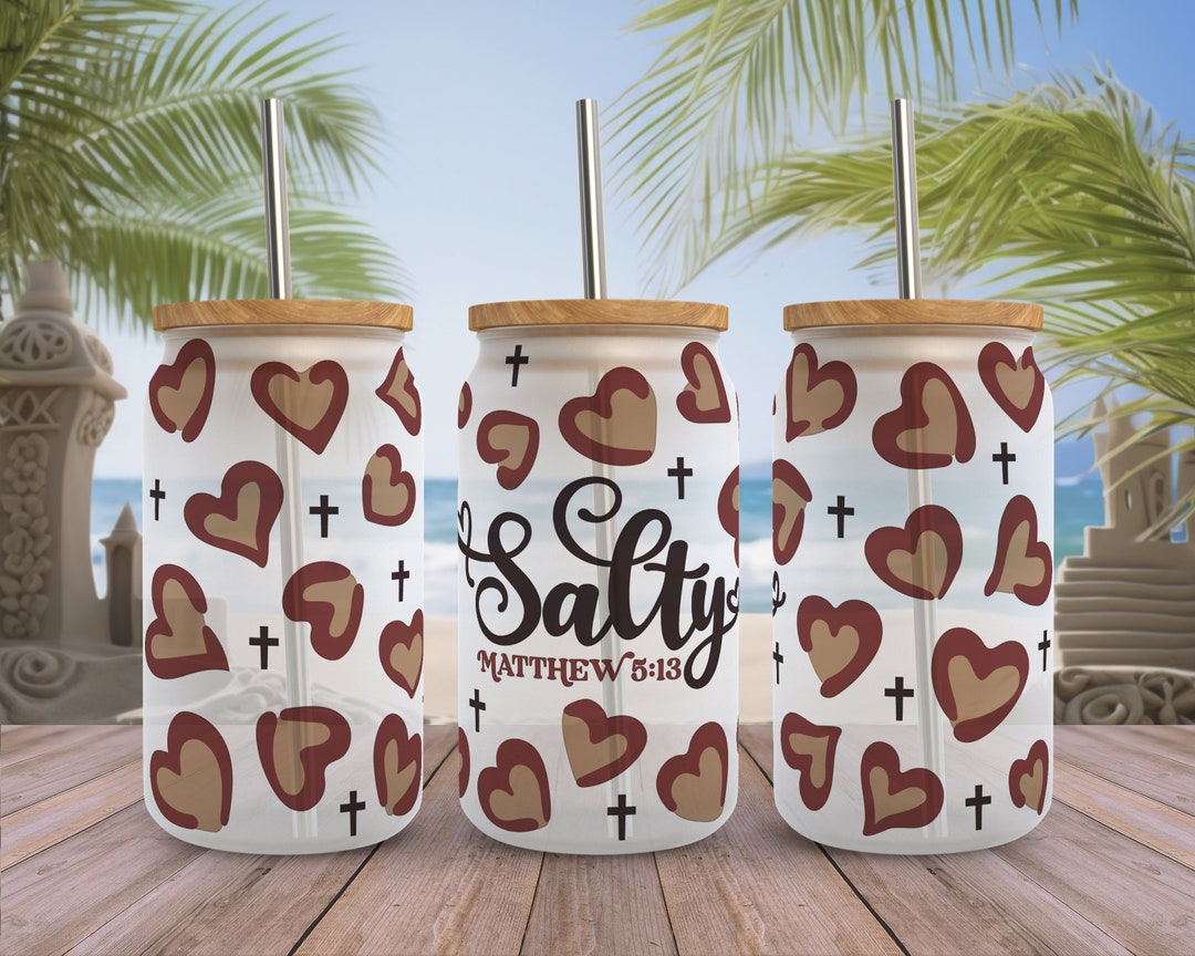 Christian Bible Verse Svg Libbey Glass Wrap Svg, Heart Cross Leopard ...