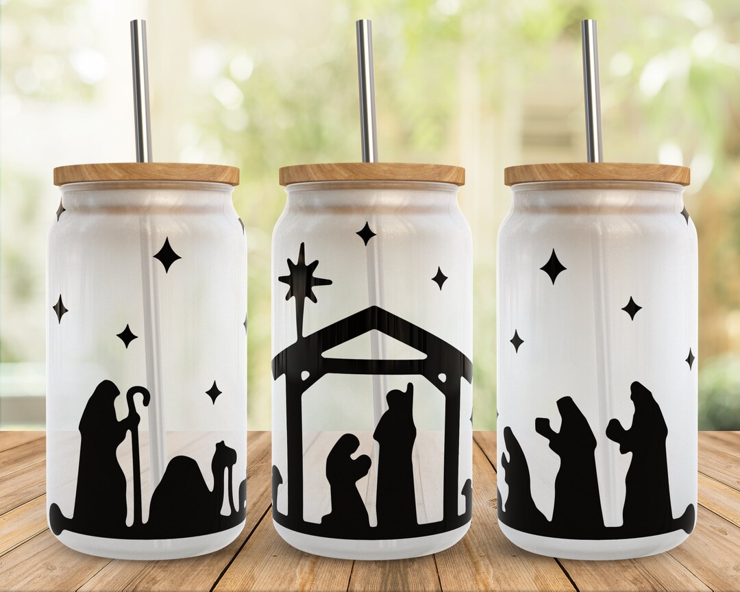 Nativity Scene SVG Christmas Libbey Glass Wrap Svg, Christian Jesus ...