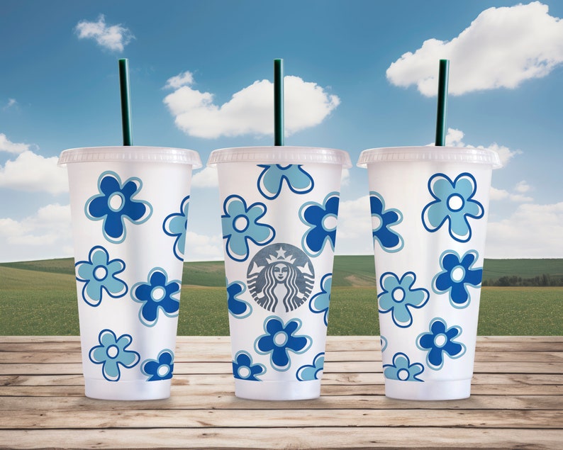 Boho Floral Starbucks Cup Wrap SVG: Retro Groovy Flower Venti Cold Cup ...