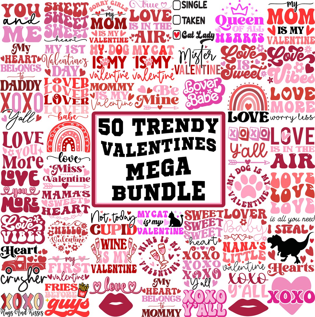 Valentines Day Mega Bundle Svg, Funny Mom Kids Valentine Svg for Shirts ...