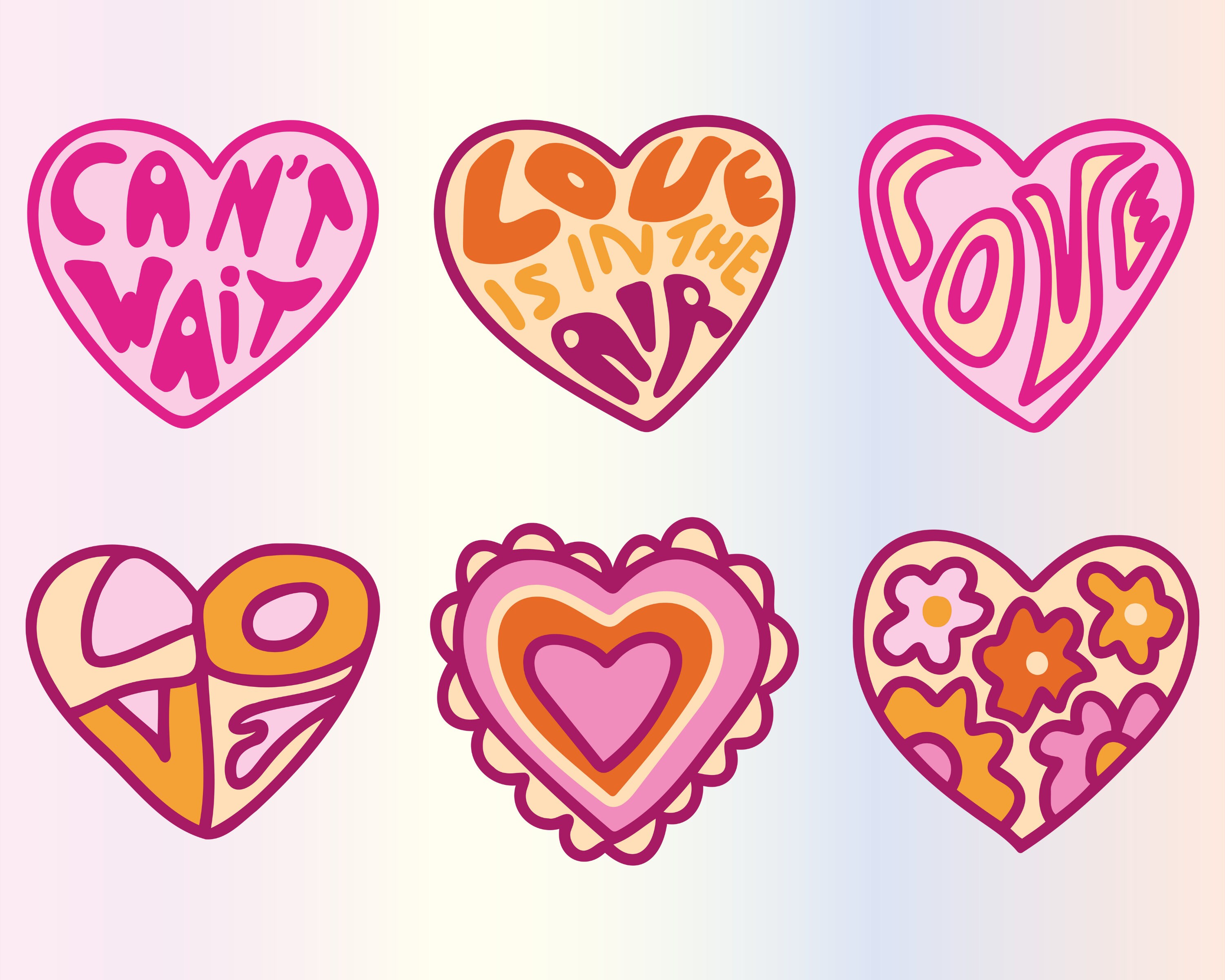 Valentine Groovy Hearts Svg Files for Cricut Retro Trendy - Etsy UK