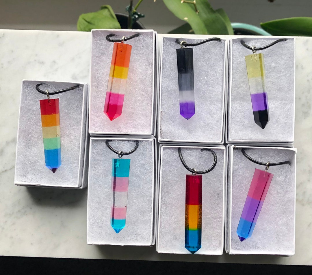 LGBT Pride Resin Crystal Necklace - Etsy