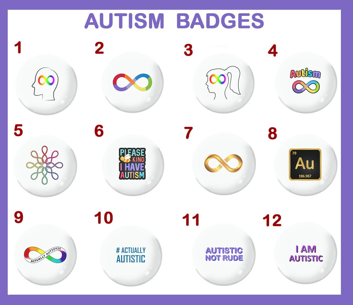 AUTISM BADGES Piece 25mm / 1 Inch Pin Button Badges - Etsy