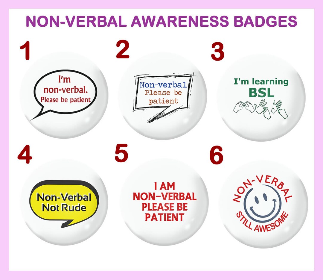 NON-VERBAL Awareness Badges 25mm / 1 Inch Pin Button Badges - Etsy
