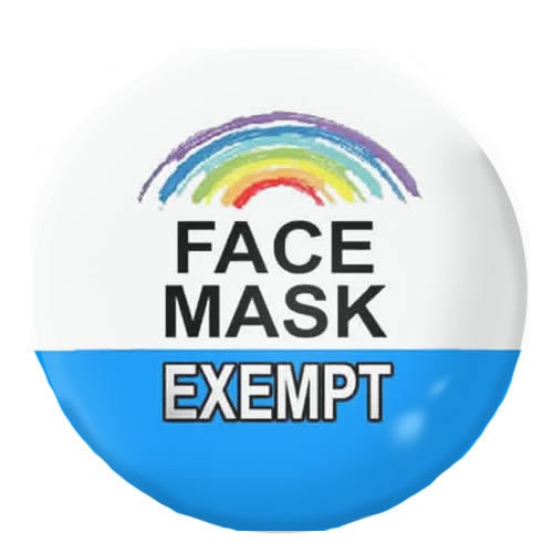 FACE MASK EXEMPT / Face Covering Exempt Badges 25mm / 1 Inch Pin Button ...