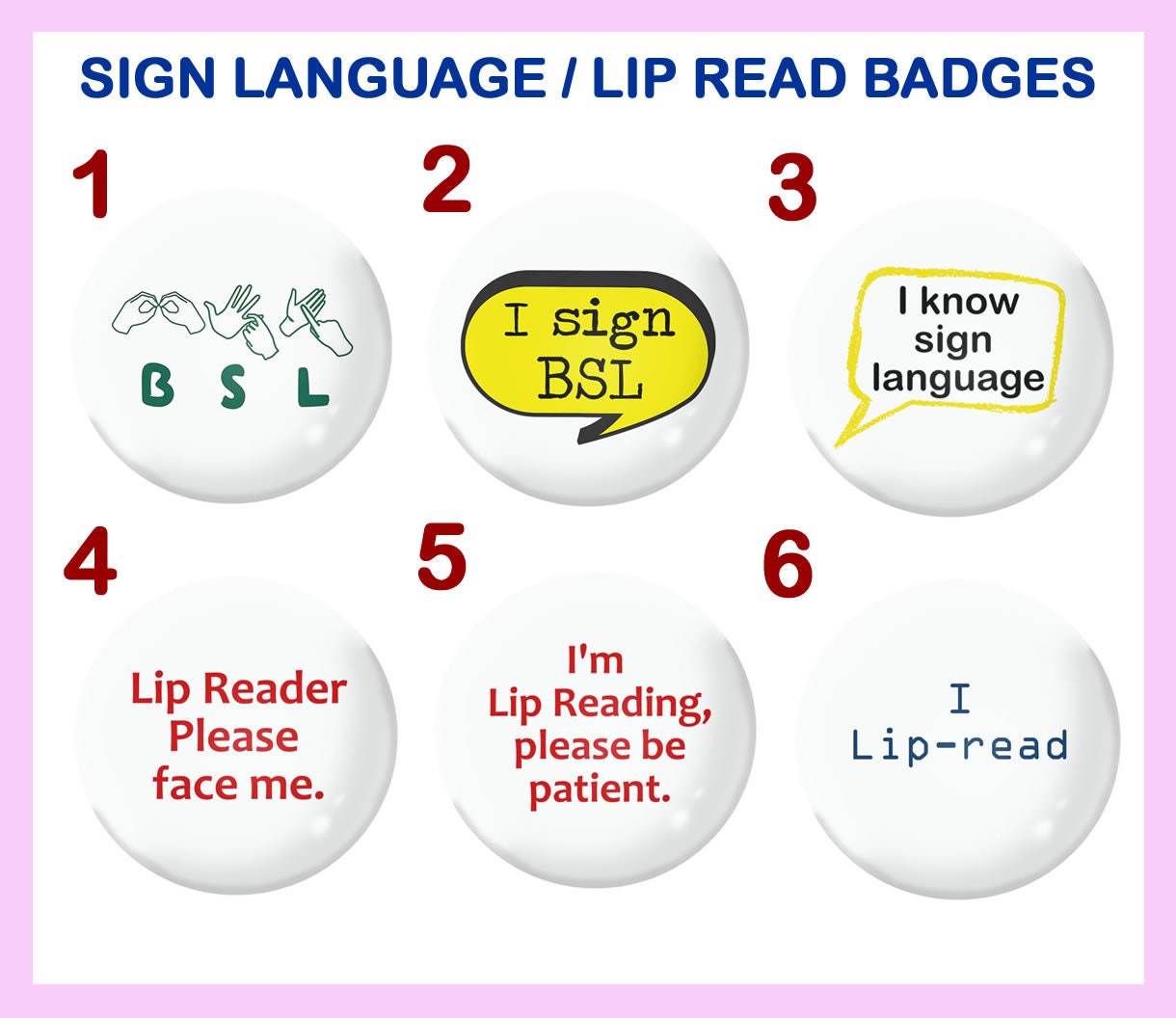 BSL / British Sign Language / Lip Reading Awareness Badges - Etsy UK