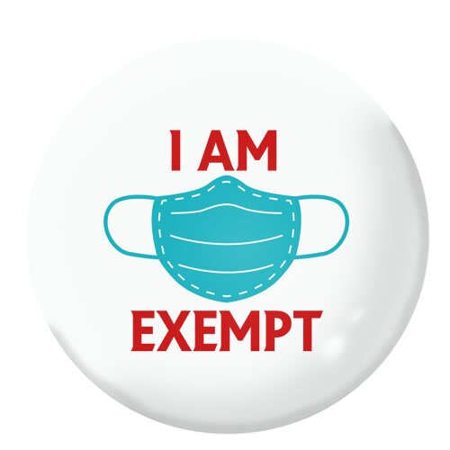 FACE MASK EXEMPT / Face Covering Exempt Badges 25mm / 1 Inch Pin Button ...