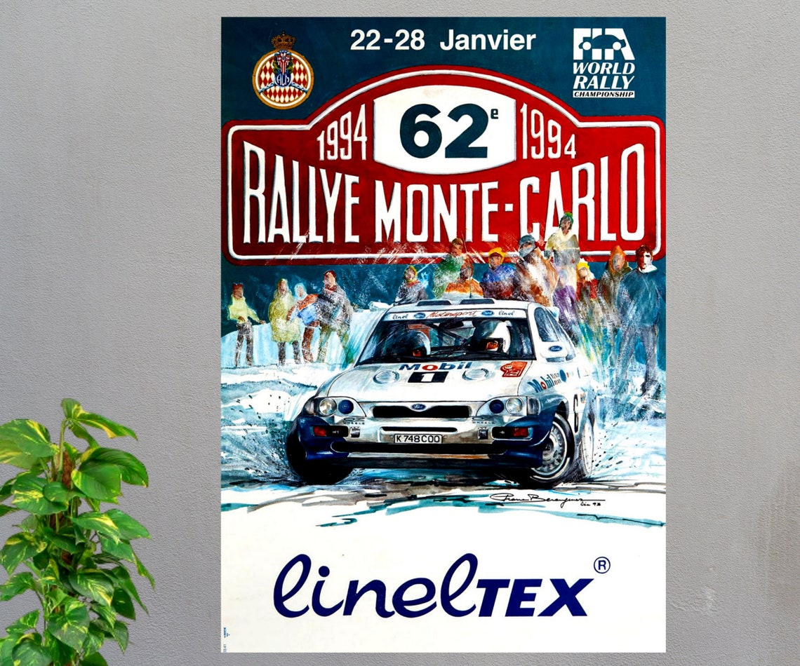 Monte Carlo Rally Poster 1994 World Rally 62nd Edition Photo | Etsy
