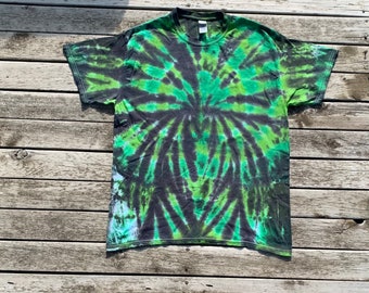 Adult Green and Black Tie Dye Long Sleeve T-shirt, S M L XL XXL, Mens ...