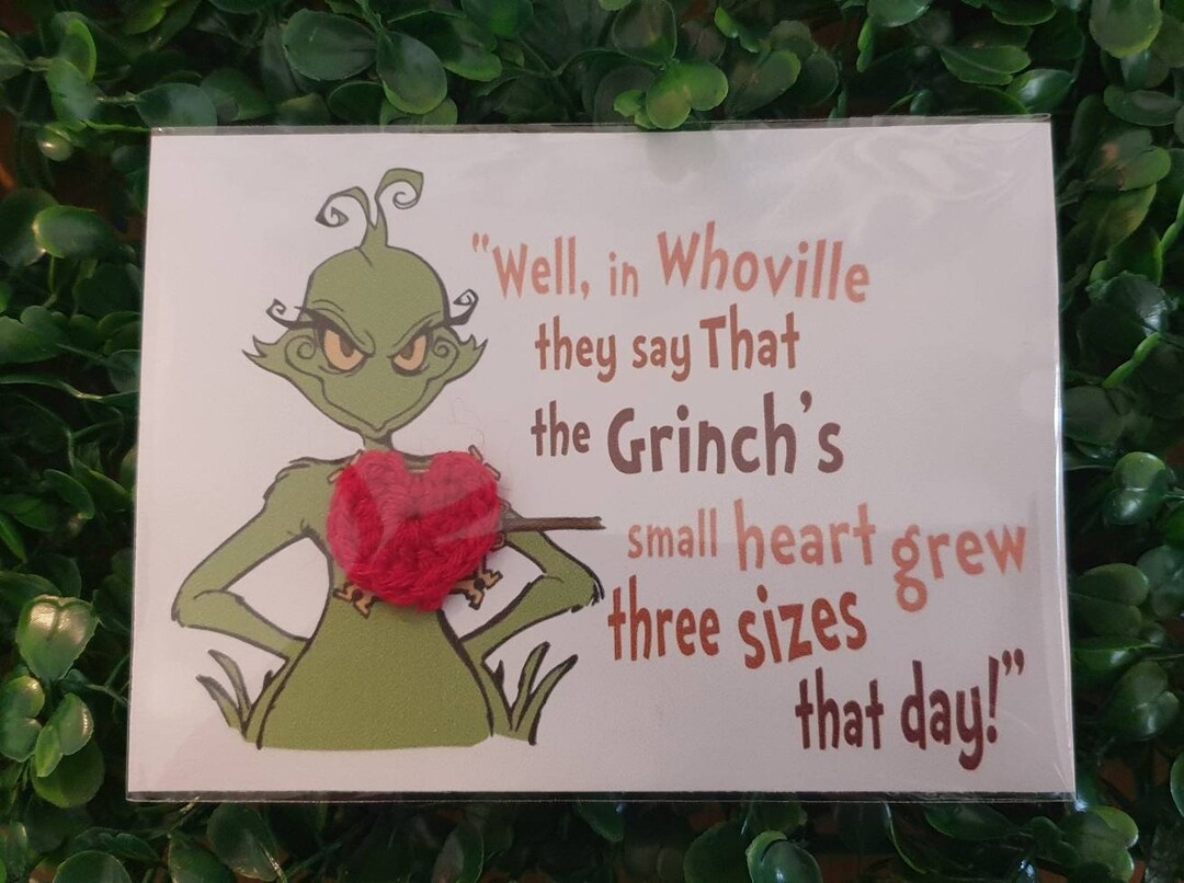 Grinch Inspired Gift Crochet Heart Pocket Hug Token Novelty Christmas ...
