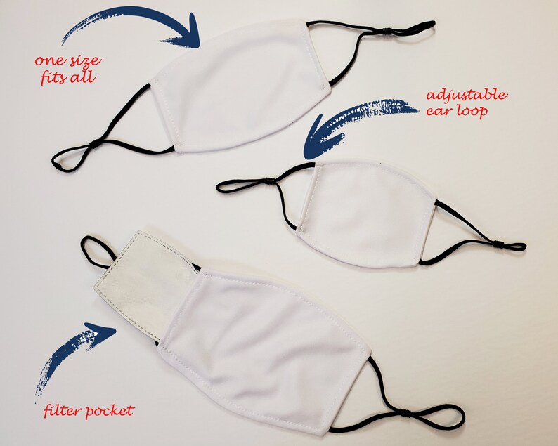 SUBLIMINATION BLANK 100% POLYESTER Face Masks Three Sizes - Etsy Ireland