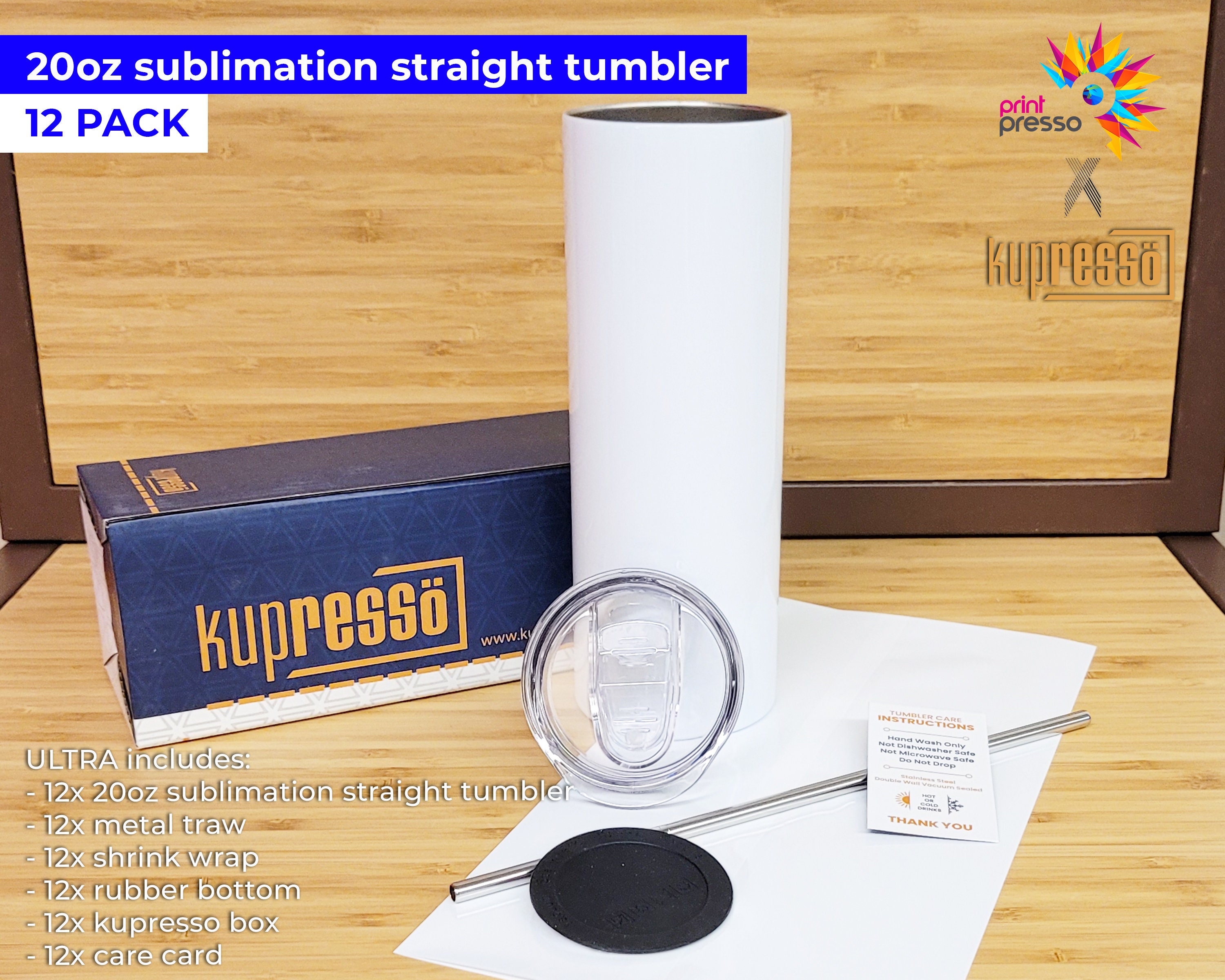 12pk_blank STRAIGHT 20 Oz Kupresso SUBLIMATION Tumbler | Etsy