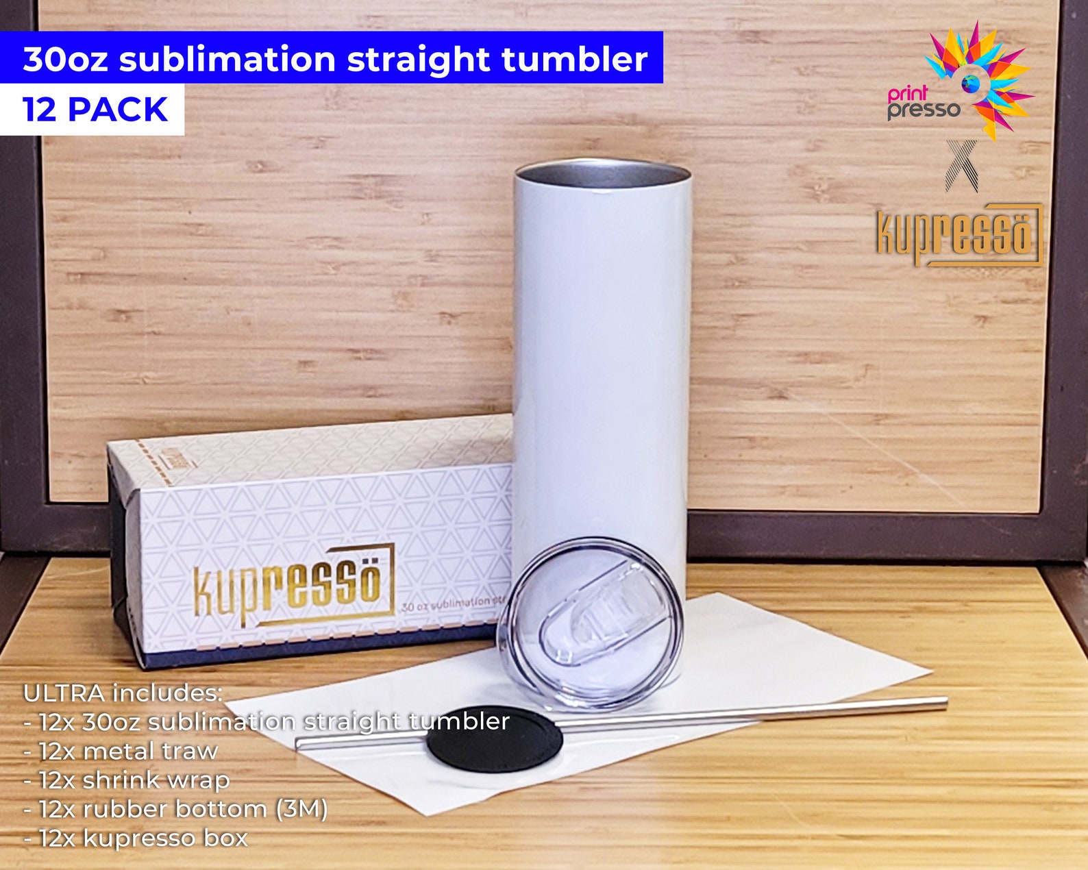 12pk_blank STRAIGHT 30oz Kupresso SUBLIMATION Tumbler - Etsy