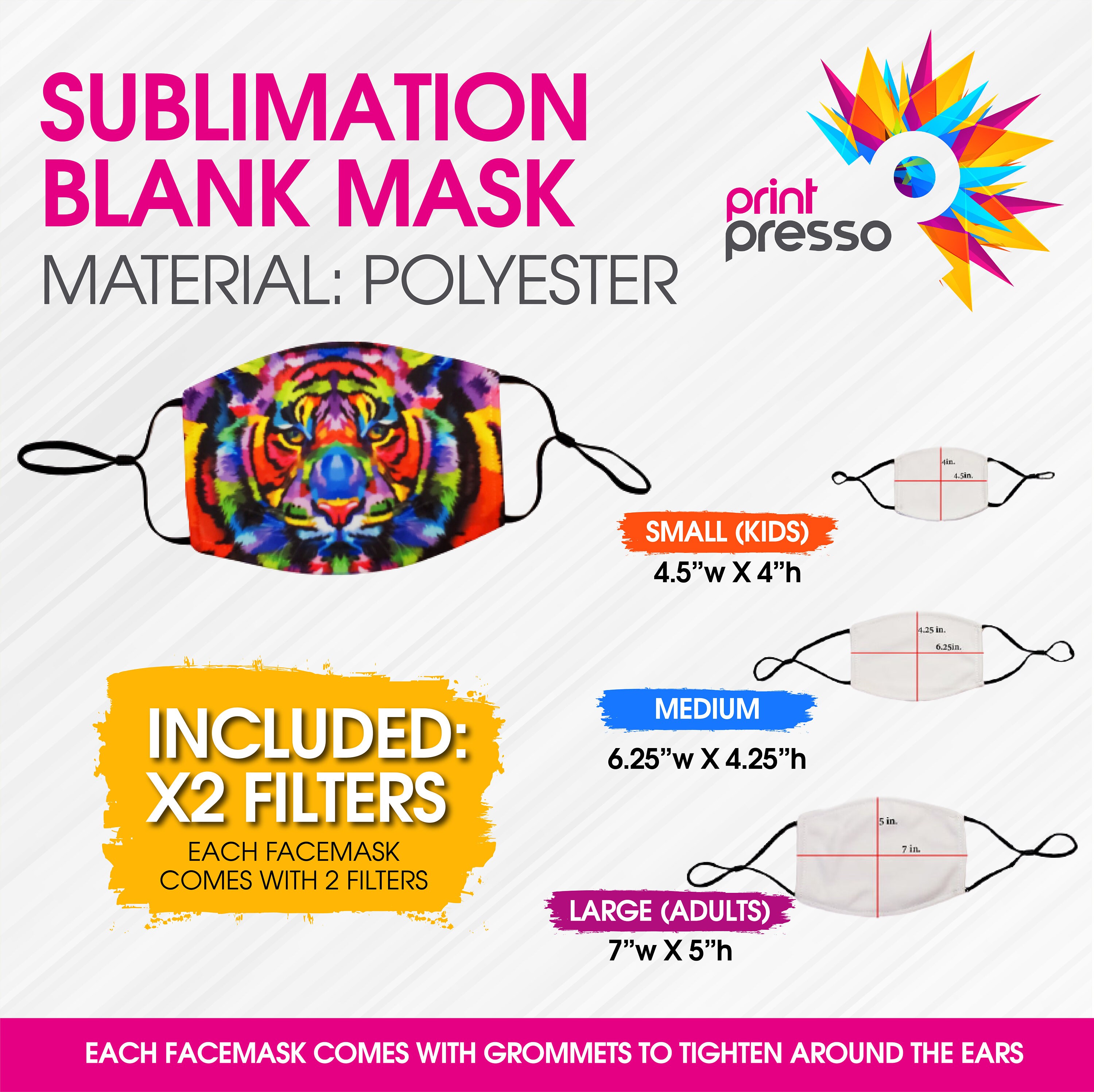 SUBLIMINATION BLANK 100% POLYESTER Face Masks Three Sizes - Etsy Ireland