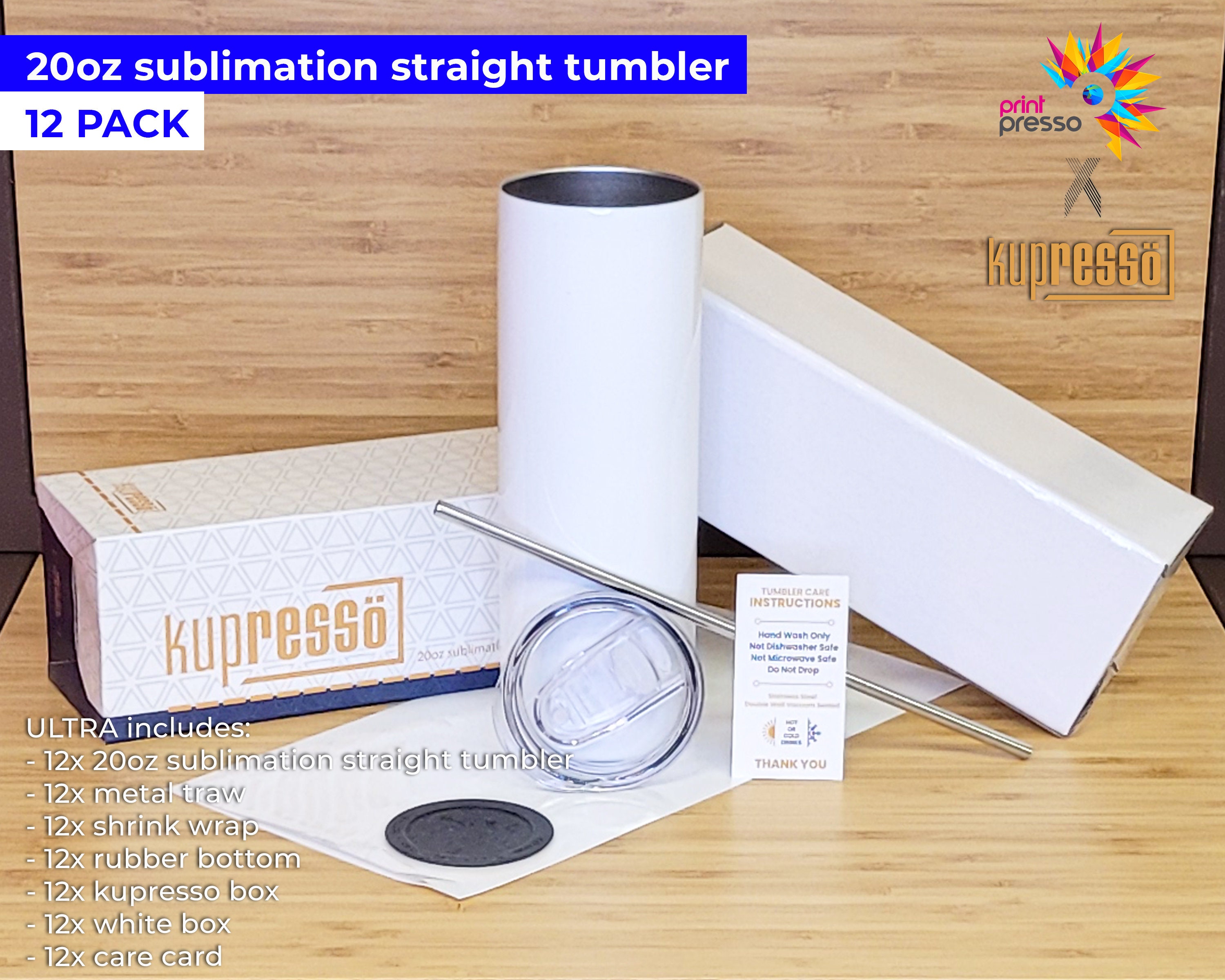 12pk_blank STRAIGHT 20 Oz Kupresso SUBLIMATION Tumbler | Etsy