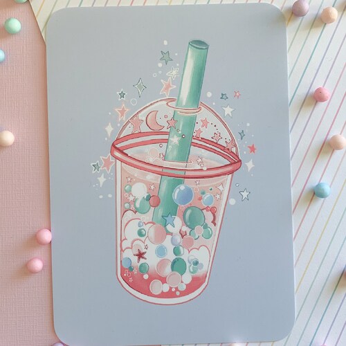 Aesthetic Kawaii Tea A5 Illustration Art Print. Cute Kawaii - Etsy