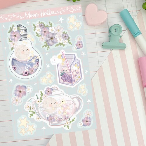 Moon Light Aesthetic Sticker Sheet Hand Drawn Stickers Moon - Etsy UK