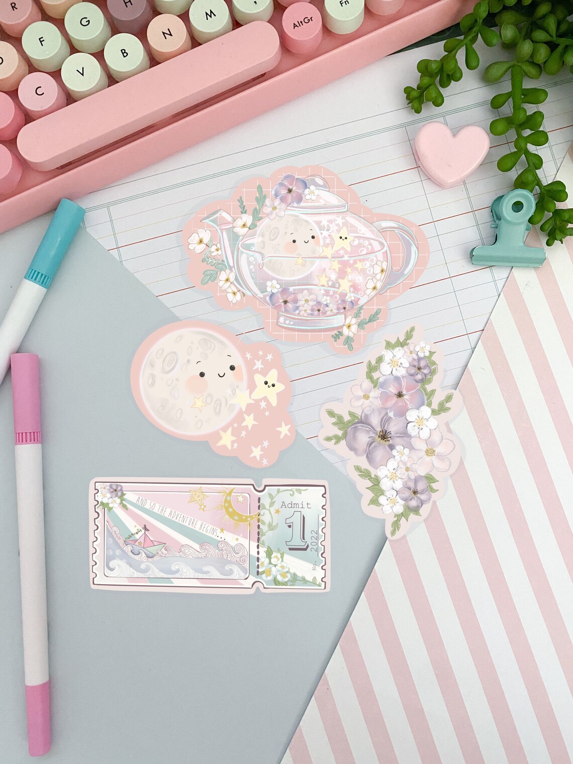 Kawaii Moon Sticker Pack: Glossy Bujo Stickers - Etsy