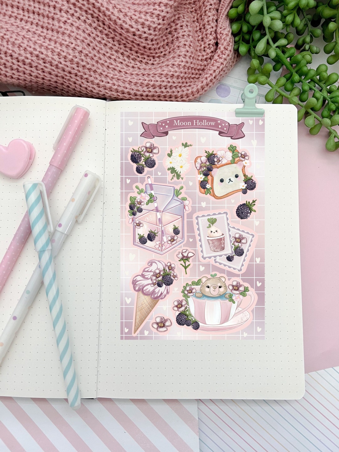 Summer Fruit Aesthetic Sticker Sheet, Hand Drawn, Stickers, Moon ...