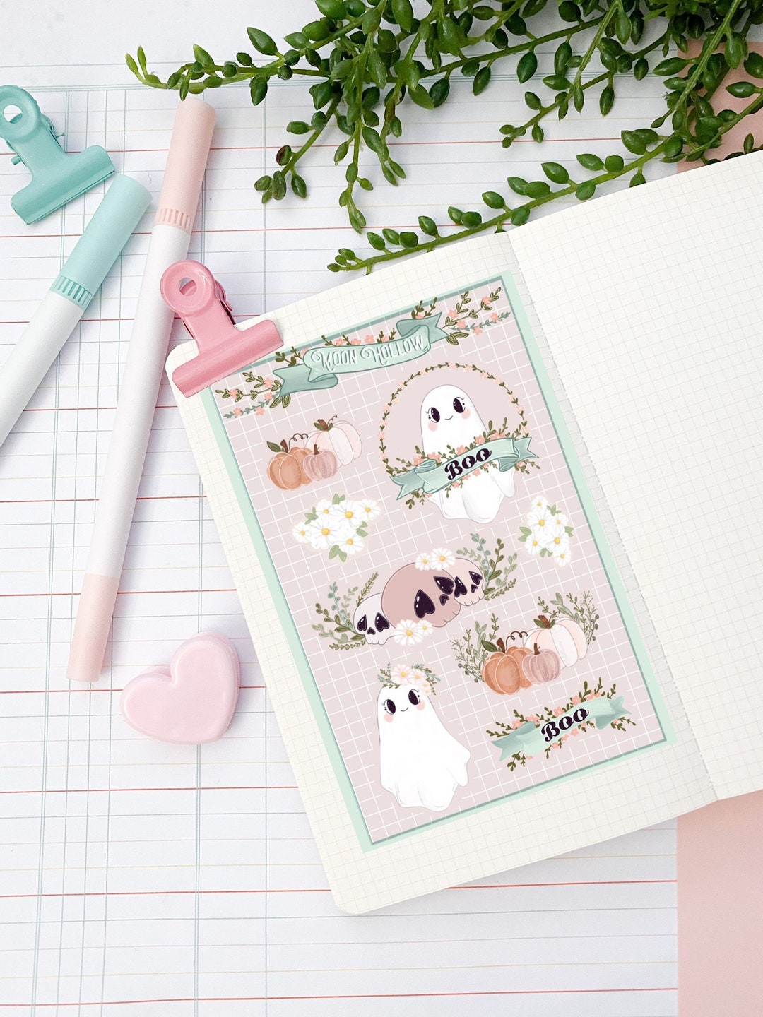 Pastel Spooky Ghost Sticker Sheet, Bullet Journal Stickers - Etsy