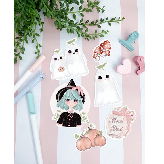 Witchy Boo Sticker Pack// Digital Art Stickers Kawaii - Etsy