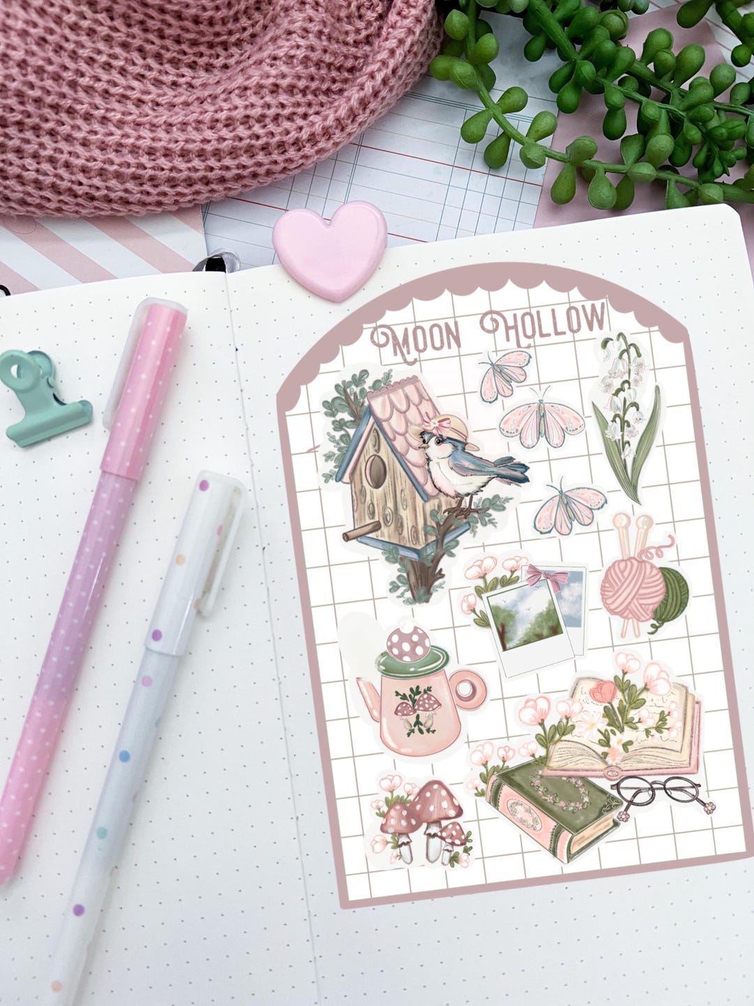 Cozy Country Cottage Sticker Sheet, Bookworm Cottagecore Cozy Bullet ...