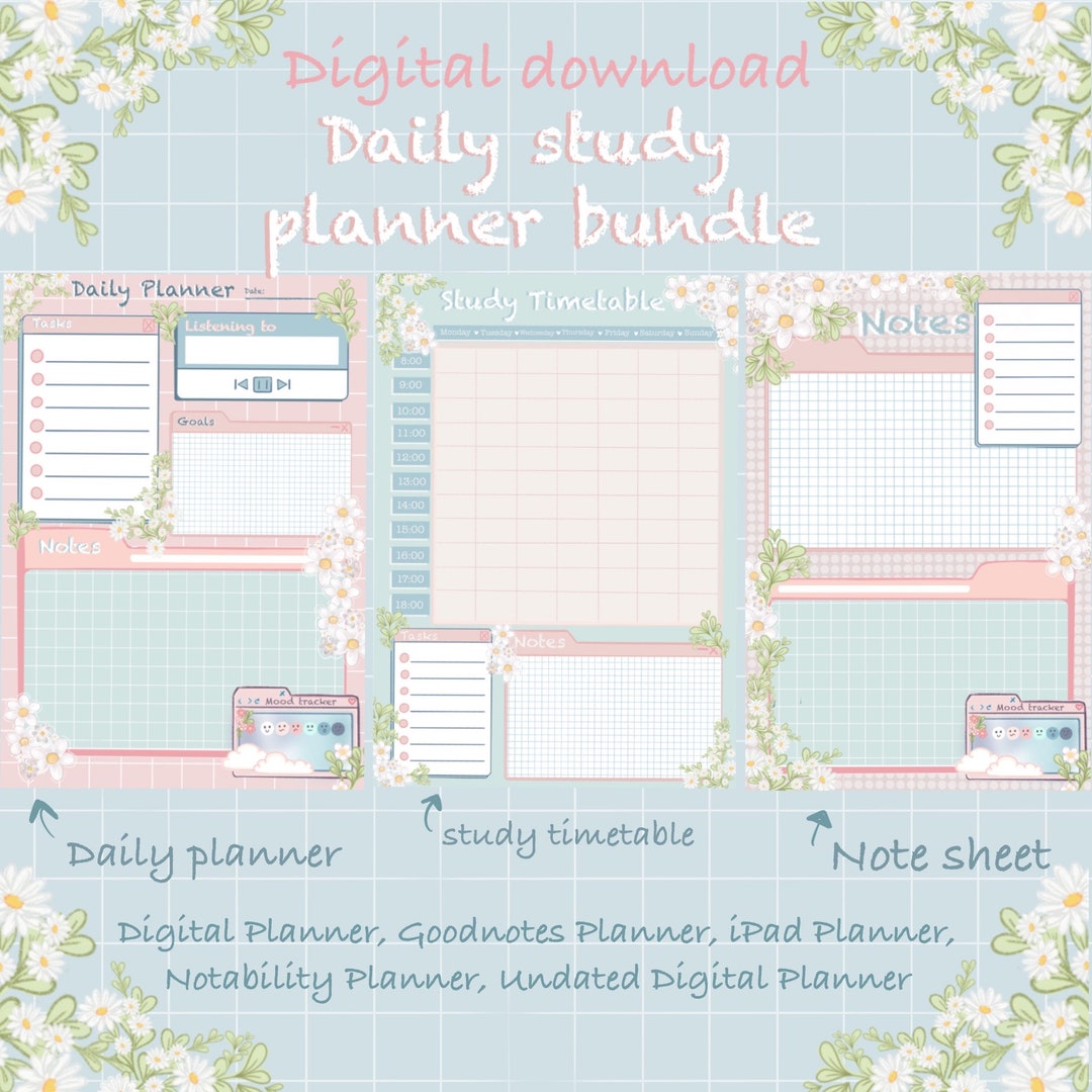 Daisy Student Digital Planner: Daily Study Timetable (printable PDF) - Etsy