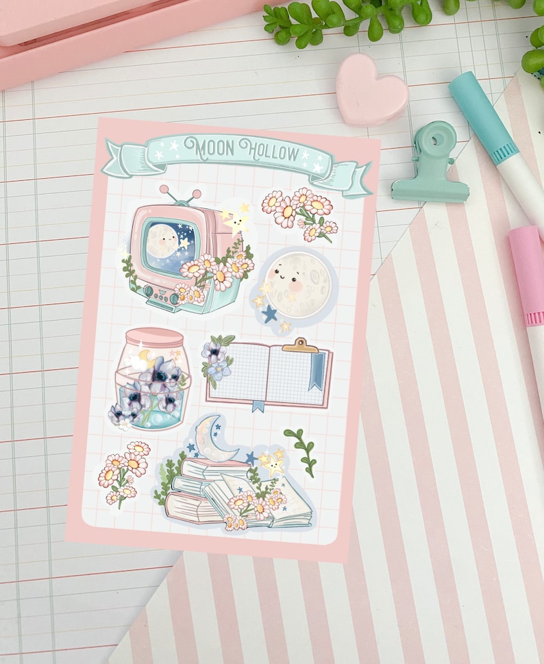 Book Lover Retro Aesthetic Sticker Sheet Hand Drawn - Etsy