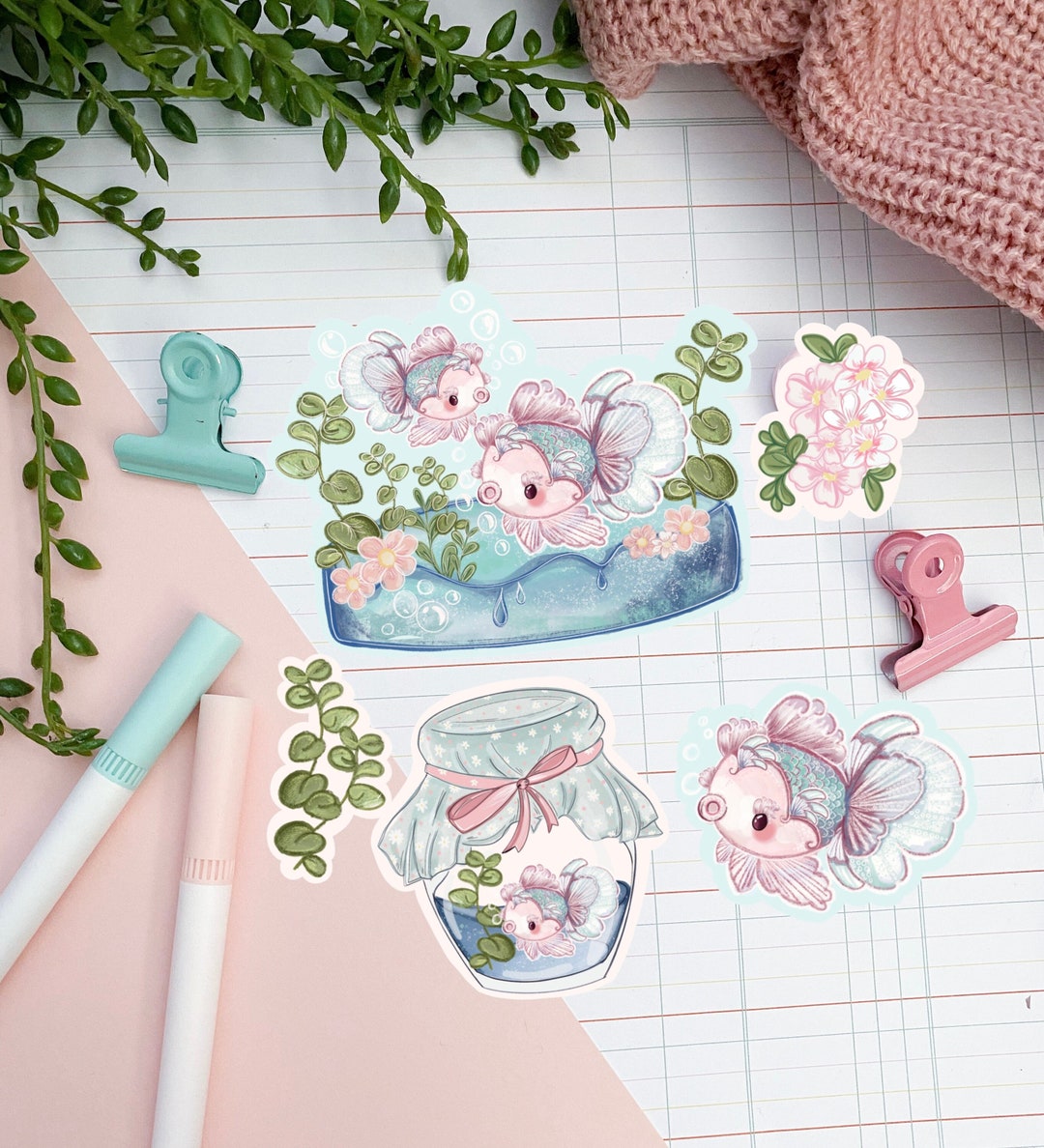 Kawaii Goldfish Sticker Pack, Japanese-inspired Journaling (5-piece) - Etsy