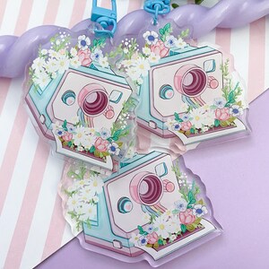 Cute Instant Retro Camera Acrylic Charm, Keychain, Keyring, Bag Charm ...