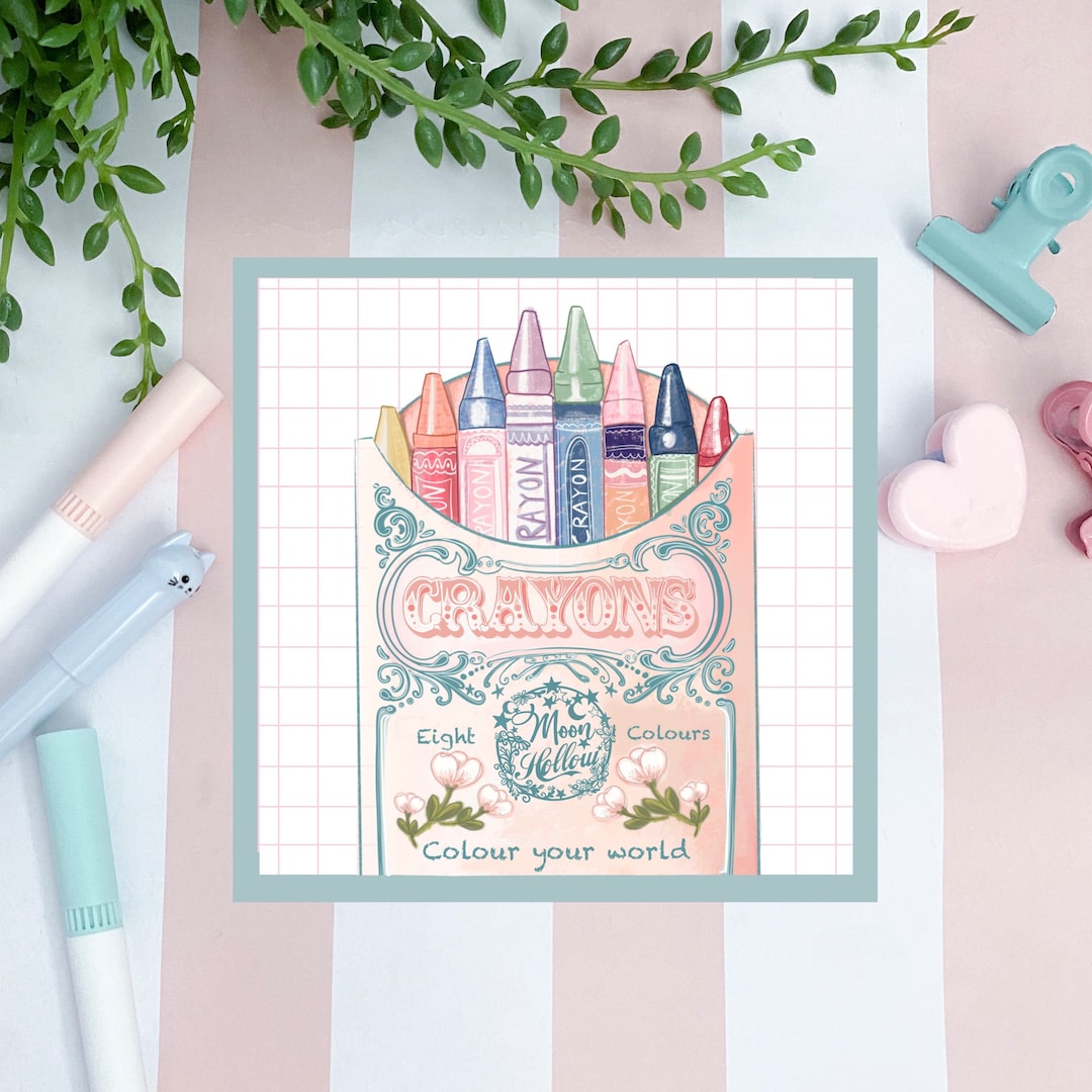 Crayon Colour Your World Illustration Art Print, Hand Drawn ...